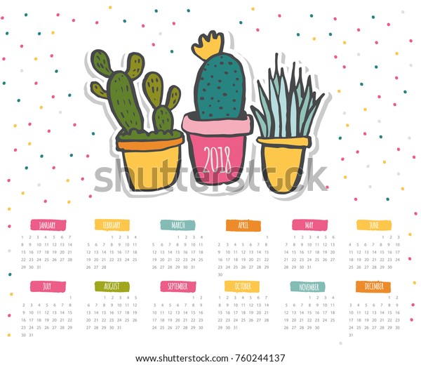 Vector Hand Drawn Sketch Colorful Calendar Stock Vector (Royalty Free ...