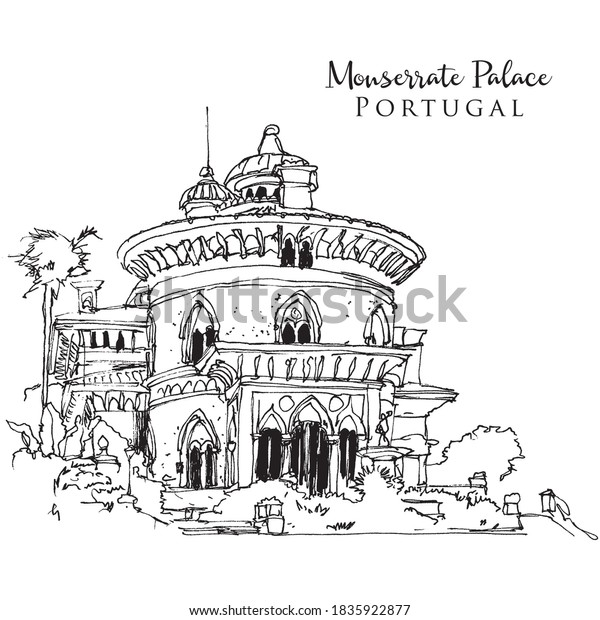 Vector Hand Drawn Sketch Illustration Monserrate Stock Vector (Royalty ...