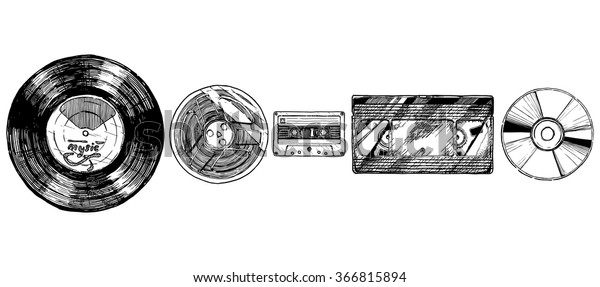 Vector Hand Drawn Sketch Media Evolution Stock Vector (Royalty Free ...