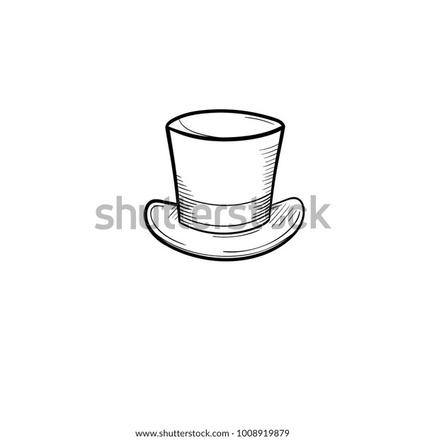 Vector Hand Drawn Top Hat Outline Stock Vector (Royalty Free ...
