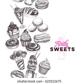 Vector Hand Drawn Trendy Sweets Illustration Stock Vector (Royalty Free ...