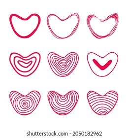 Vector Hand Drawn Vshaped Different Hearts Stock Vector (Royalty Free ...