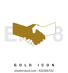 Golden Handshake Icon Vector Illustration Golden: vetor stock (livre de ...