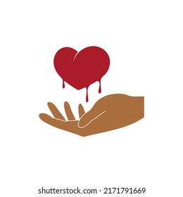 Vector Hand Heart Icon Sacrificial Love Stock Vector (Royalty Free ...