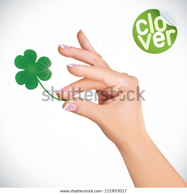 Vector Hand Holding Clover Illustration Icons Stock Vector (Royalty ...