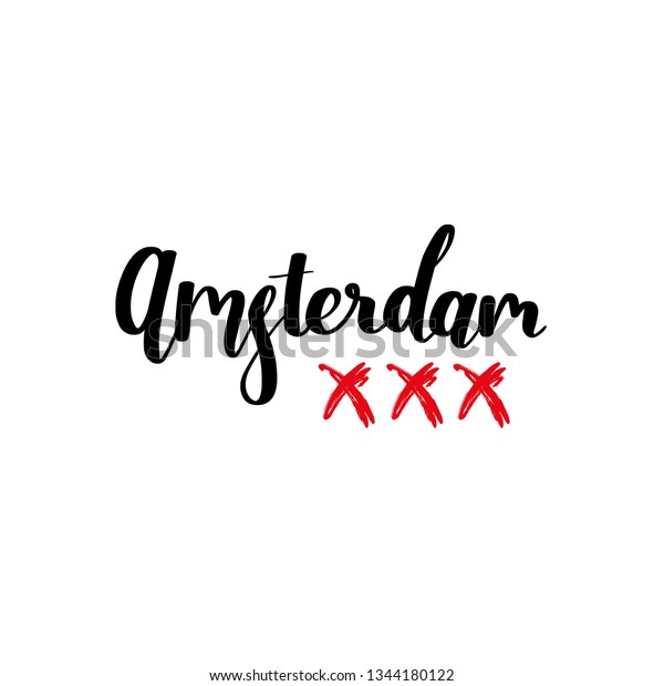 Vector Hand Lettering Illustration Amsterdam Calligraphy Stock Vector ...