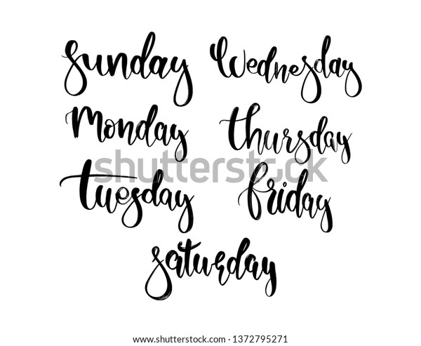 Vector Hand Lettering Illustration Days Week Stock Vector (Royalty Free ...