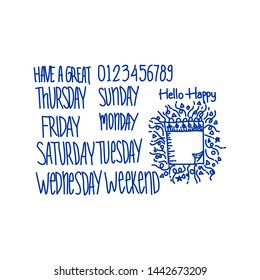Vector Hand Lettering Set Days Week Stock Vector (Royalty Free ...