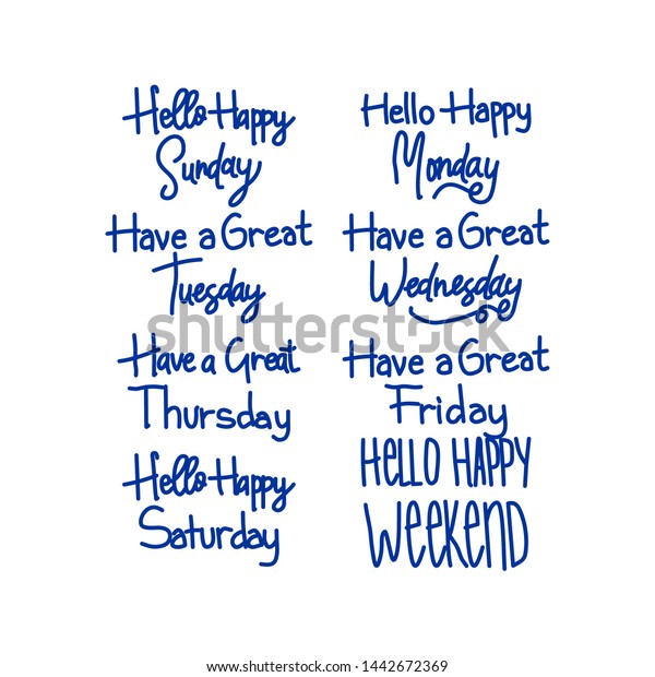 Vector Hand Lettering Set Days Week Stock Vector (Royalty Free ...