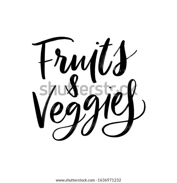 Vector Hand Lettering Typography Fruits Veggies Stock Vector (Royalty ...