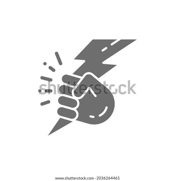 Vector Hand Lightning Power Grey Icon Stock Vector (Royalty Free ...