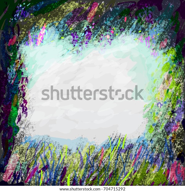 Vector Hand Painted Summer Square Frame Stock Vector (Royalty Free ...