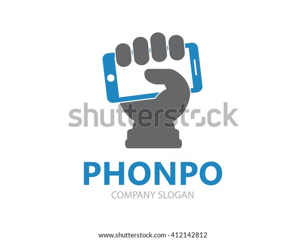 Vector Hand Phone Logo Design Template Stock Vector (Royalty Free ...