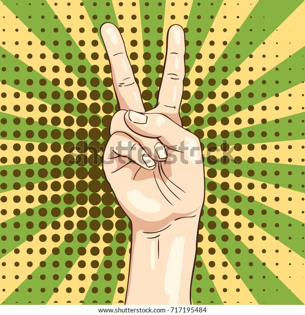 Vector Hand Shows Victory Sign Two Stock Vector (Royalty Free ...