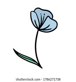 Vector Handdrawn Cartoon Blue Flower Stock Stock Vector (Royalty Free ...