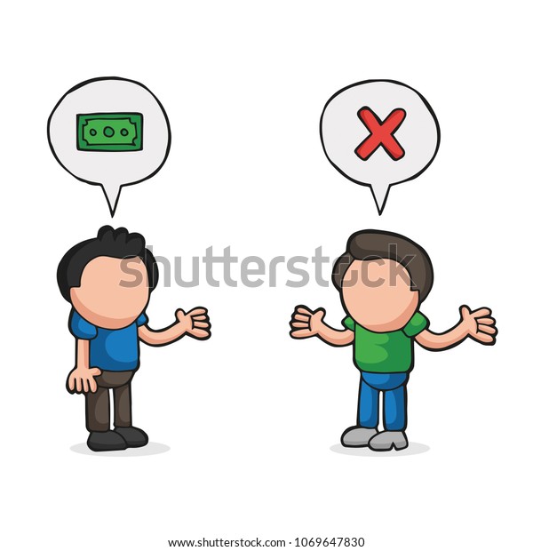 Vector Handdrawn Cartoon Illustration Man Asking Stock Vector (Royalty ...