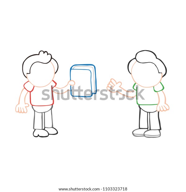 Vector Handdrawn Cartoon Illustration Man Giving Stock Vector (Royalty ...