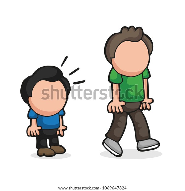 Vector Handdrawn Cartoon Illustration Short Man Stock Vector (Royalty ...