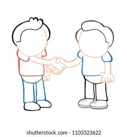 Vector Handdrawn Cartoon Illustration Two Men Stock Vector (Royalty ...