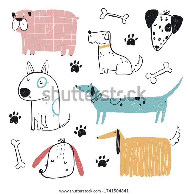 Vector Handdrawn Color Childish Simple Set Stock Vector (Royalty Free ...