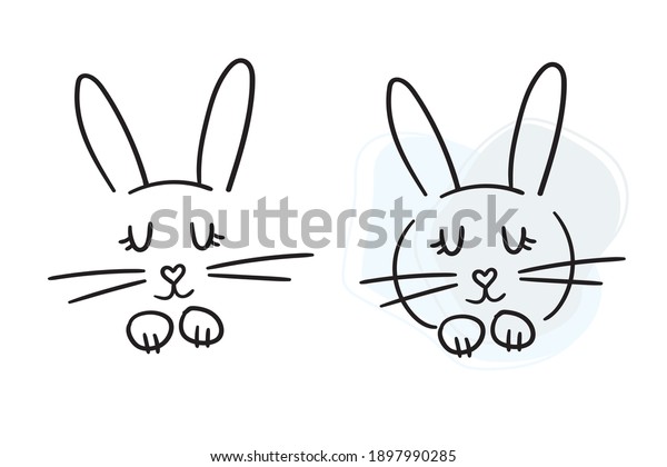 Vector Handdrawn Cute Cartoon Rabbit Print Stock Vector (Royalty Free ...