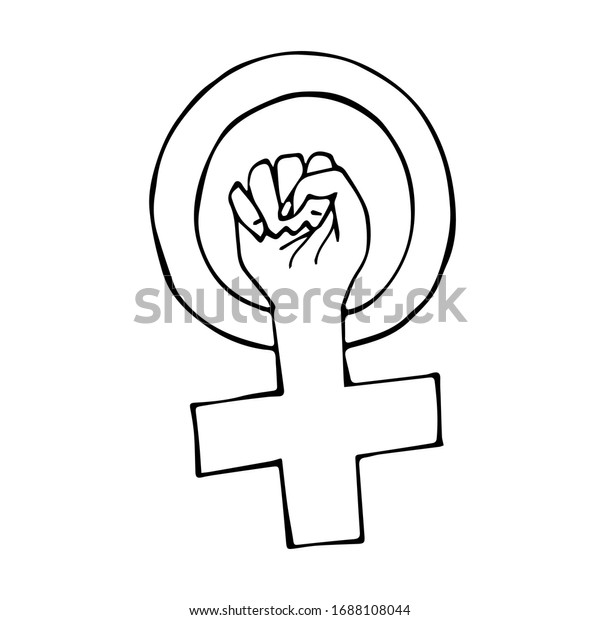 Vector Handdrawn Feminism Sign Isolated On Stock Vector (Royalty Free ...