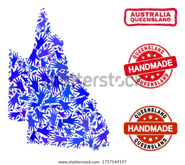 Vector Handmade Collage Australian Queensland Map Stock Vector (Royalty ...