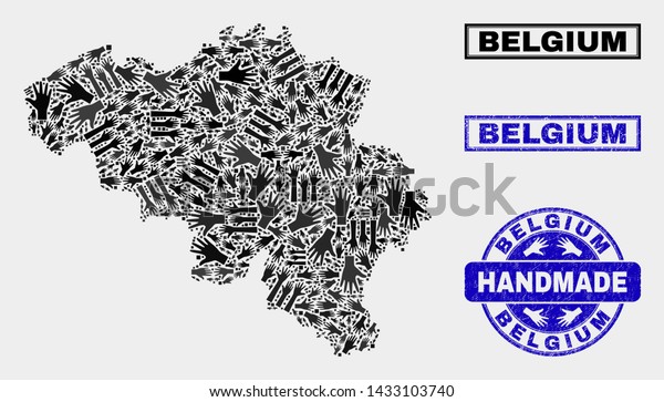 Vector Handmade Collage Belgium Map Grunge Stock Vector (Royalty Free ...