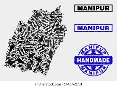 Vector Handmade Collage Manipur State Map Stock Vector (Royalty Free ...