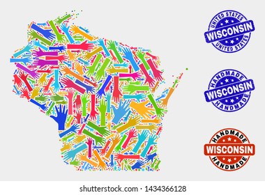 Vector Handmade Collage Wisconsin State Map Stock Vector (Royalty Free ...
