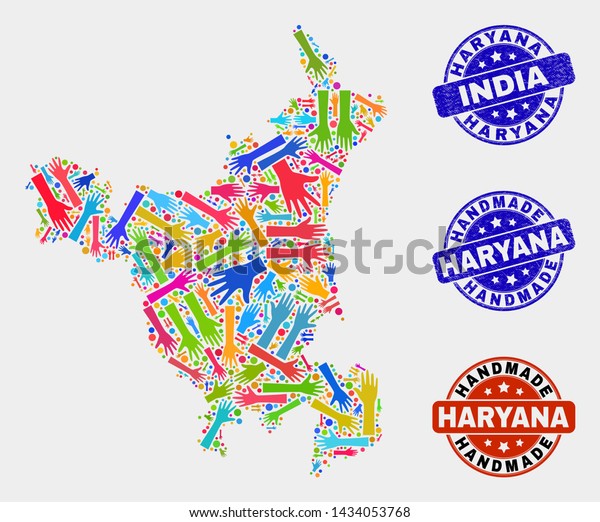 Vector Handmade Combination Haryana State Map Stock Vector (Royalty ...