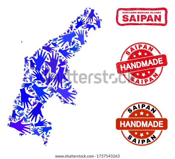 Vector Handmade Combination Saipan Island Map Stock Vector (Royalty ...