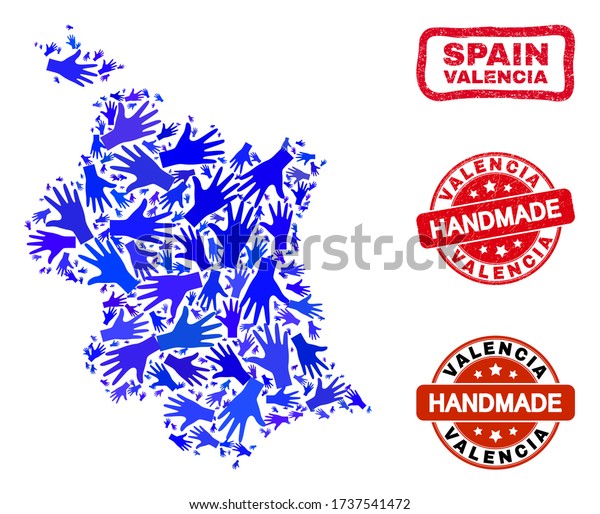 Vector Handmade Combination Valencia Province Map Stock Vector (Royalty ...