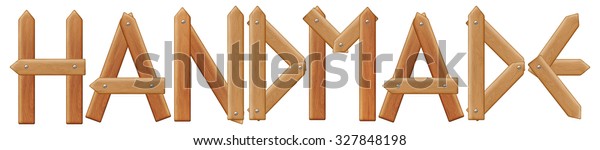 Vector Handmade Word Made Wooden Boards Stock Vector (Royalty Free ...