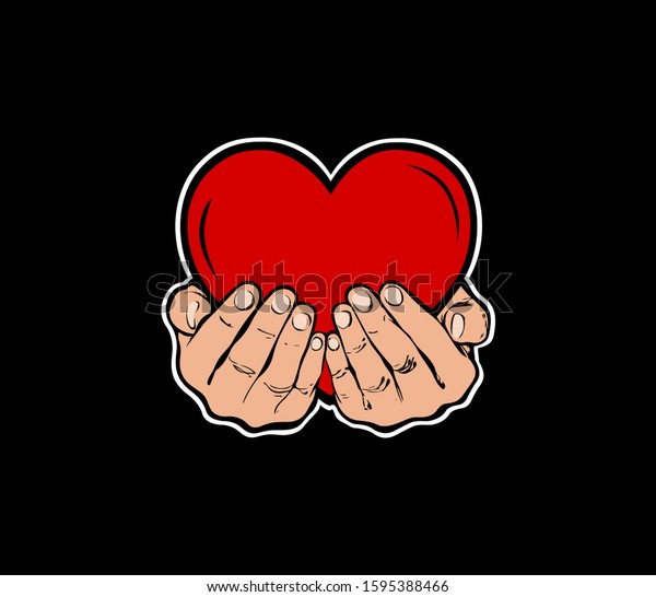 Vector Hands Drawing Illustration Red Silhouette Stock Vector (Royalty ...