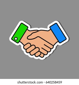Vector Handshake Sticker Badge Cooperation Symbol Stock Vector (Royalty ...