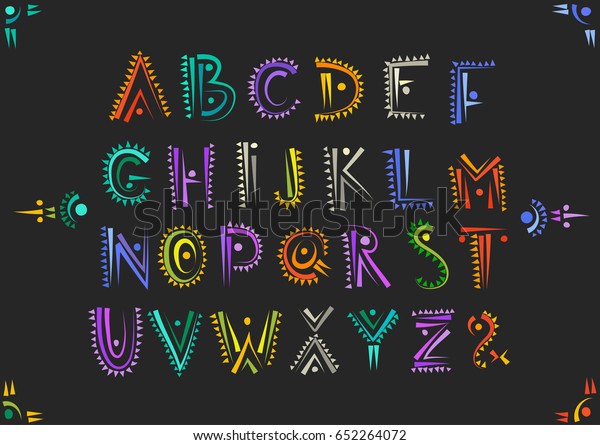 Vector Handwritten Alphabet African Ethnic Style Stock Vector (Royalty ...