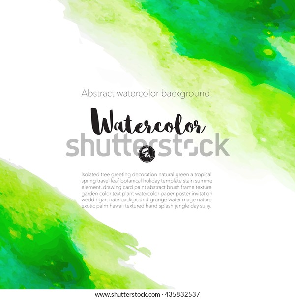 Vector Handwritten Calligraphy On Green Watercolor Stock Vector ...