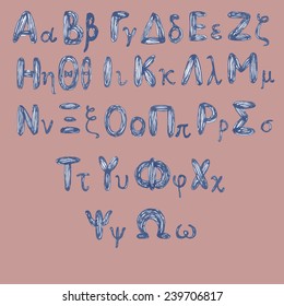 Vector Handwritten Greek Alphabet: vetor stock (livre de direitos ...
