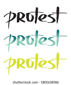 Vector Handwritten Word Protest Lettering Stock Vector (Royalty Free ...