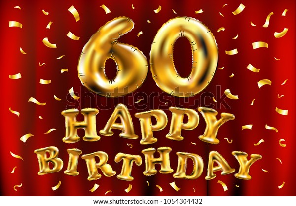 Vector Happy Birthday 60th Celebration Gold Stock Vector (Royalty Free ...