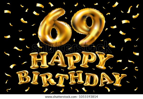 Vector Happy Birthday 69th Celebration Gold Stock Vector (Royalty Free ...