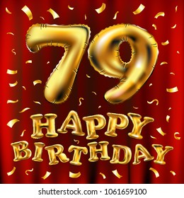Vector Happy Birthday 79th Celebration Gold Stock Vector (Royalty Free ...