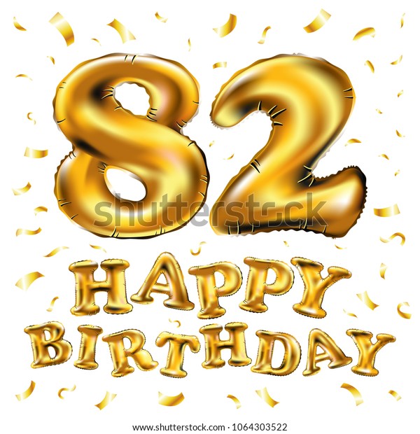 Vector Happy Birthday 82th Celebration Gold Stock Vector (Royalty Free ...