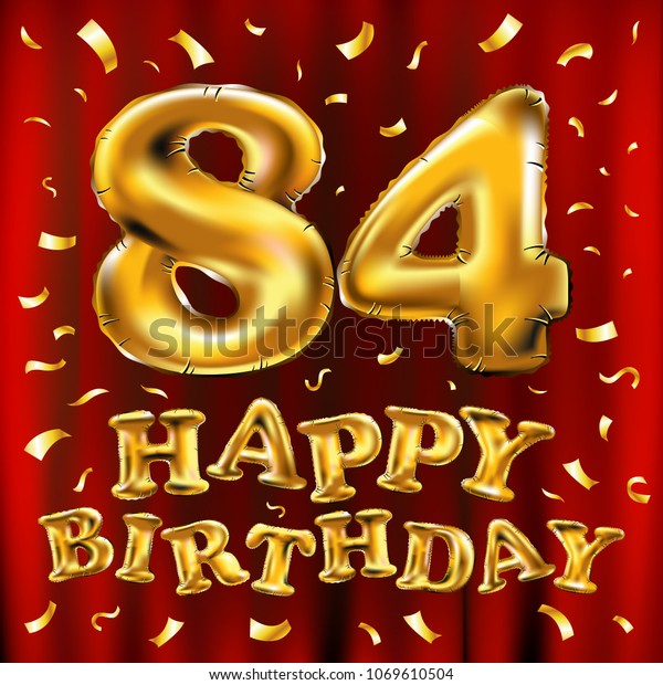 Vector Happy Birthday 84th Celebration Gold Stock Vector (Royalty Free ...