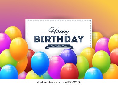 Happy Birthday Concept Multicolored Balloons Greeting Stock Vector ...