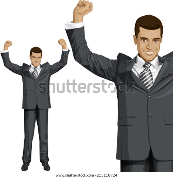 Vector Happy Businessman Hands Celebrating His Stock Vector (Royalty ...