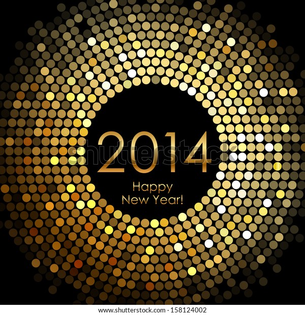 Vector Happy New Year 2014 Gold Stock Vector (Royalty Free) 158124002