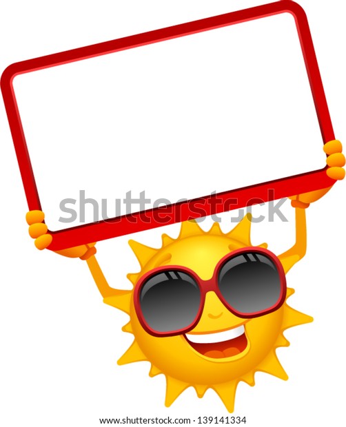 Vector Happy Sun Cartoon Signboard Separate Stock Vector (Royalty Free ...
