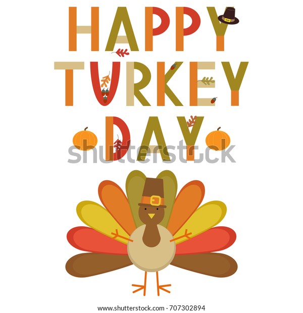 Vector Happy Turkey Day Greeting Card Stock Vector (Royalty Free ...